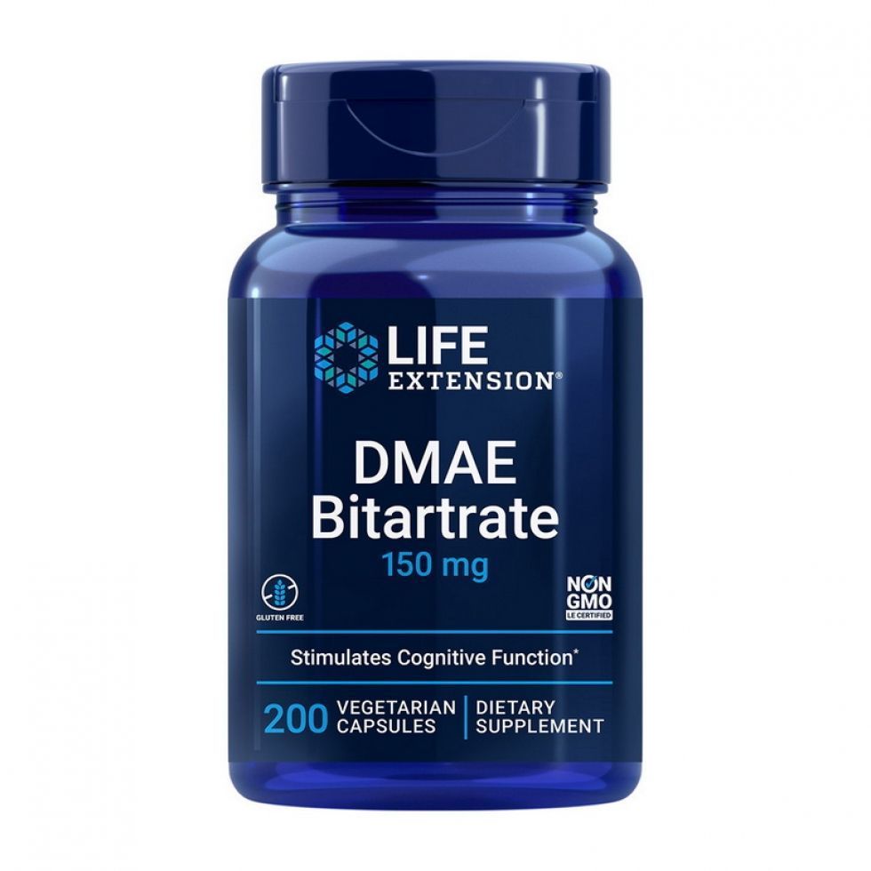 Купити Life Extension DMAE Bitartrate Бітартрат ДМАЕ 150 mg 200 Veg ...